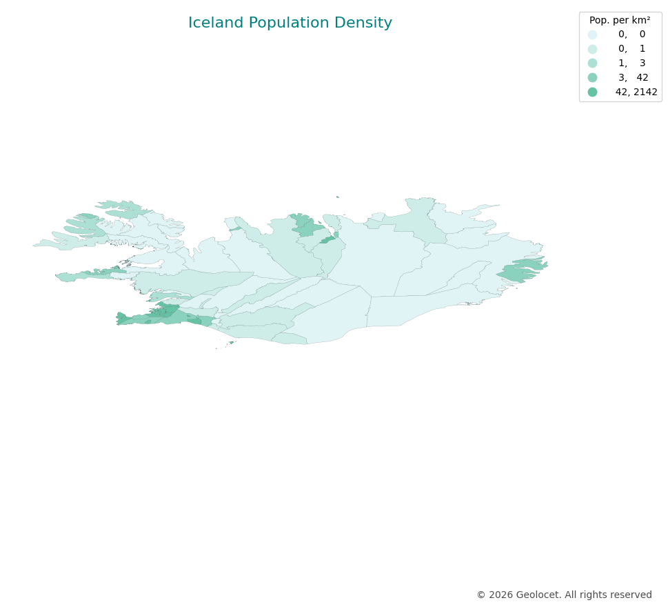 Iceland 2025 Municipality Population Data: Age & Gender + Shapefile ...