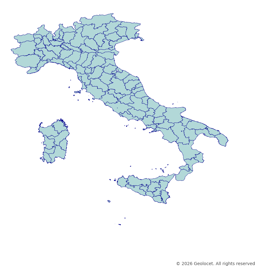 Italy All-in-One Administrative GIS Boundaries + Population – Geolocet