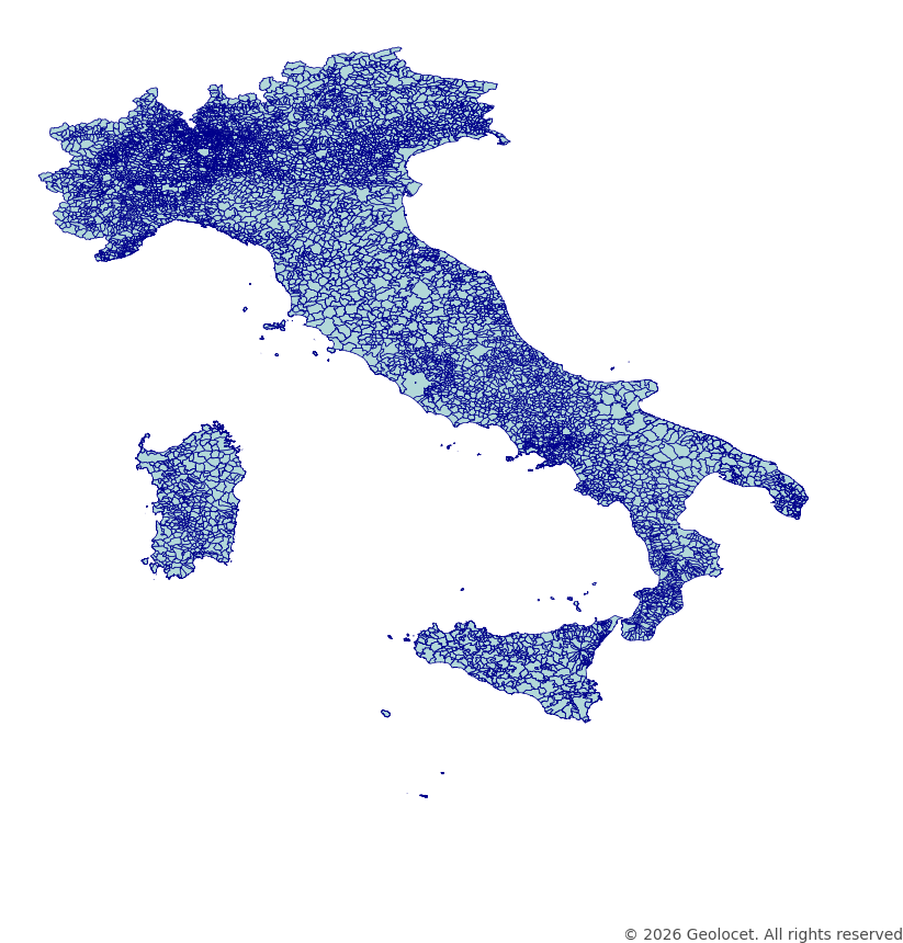 Italy All-in-One Administrative GIS Boundaries + Population – Geolocet