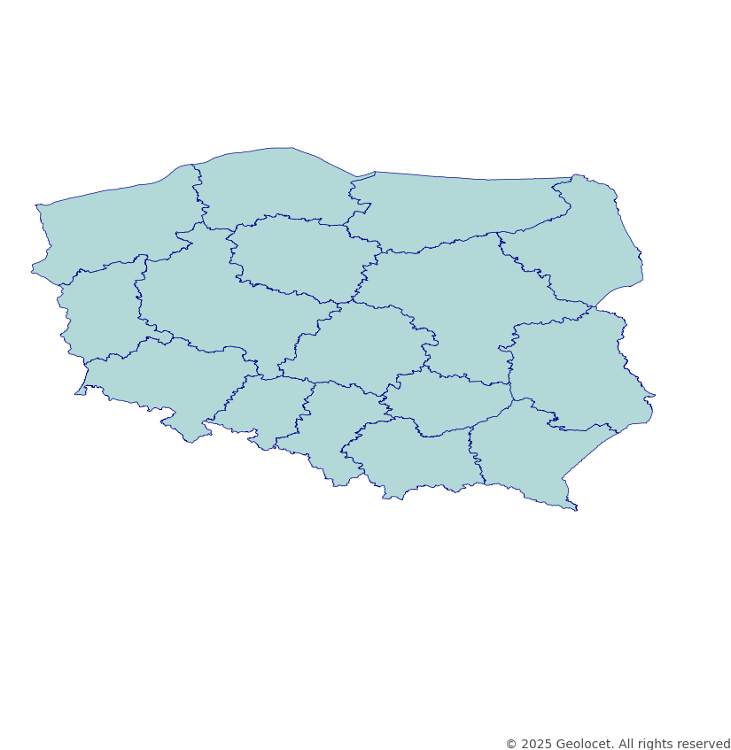 Poland Provinces/regions (Województwa) Administrative Boundaries Data ...